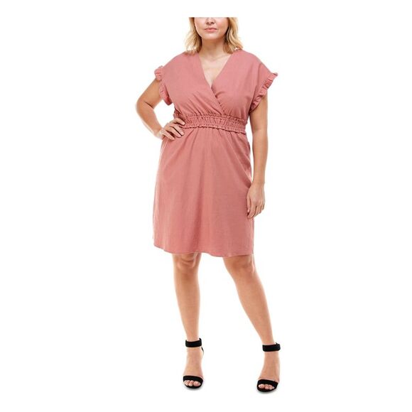 Monteau | Dresses | Monteau Womens Pink Surplice Neckline Above The ...